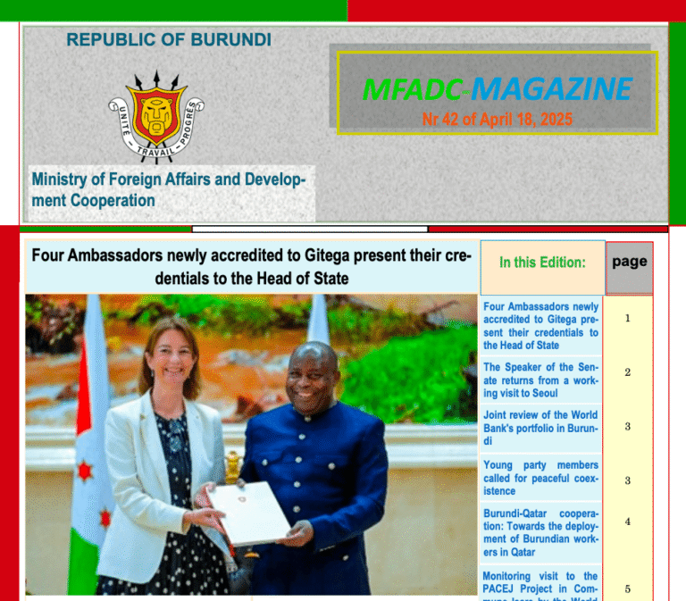 MAGAZINE NR 42 OF 18 April 2025 VA – Burundi Embassy in Washington DC